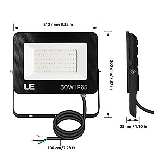 LE LED Flood Lights Outdoor 50W, 4200LM 5000K Daylight White Super Bright Lighting, IP65 Waterproof, Flexible Stand Outdoor Floodlights for Garden, Yard, Party and Patio, 2 Pack
