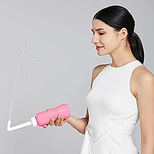 LZXIYUE Portable Travel Bidet Bottle 2 Pack - 450ml Peri Bottle for Postpartum Care,Handheld Portable Camping Bidet Bottle with Travel Bag for Women,Men,Baby,Personal Hygiene (Blue+Pink) LZ450