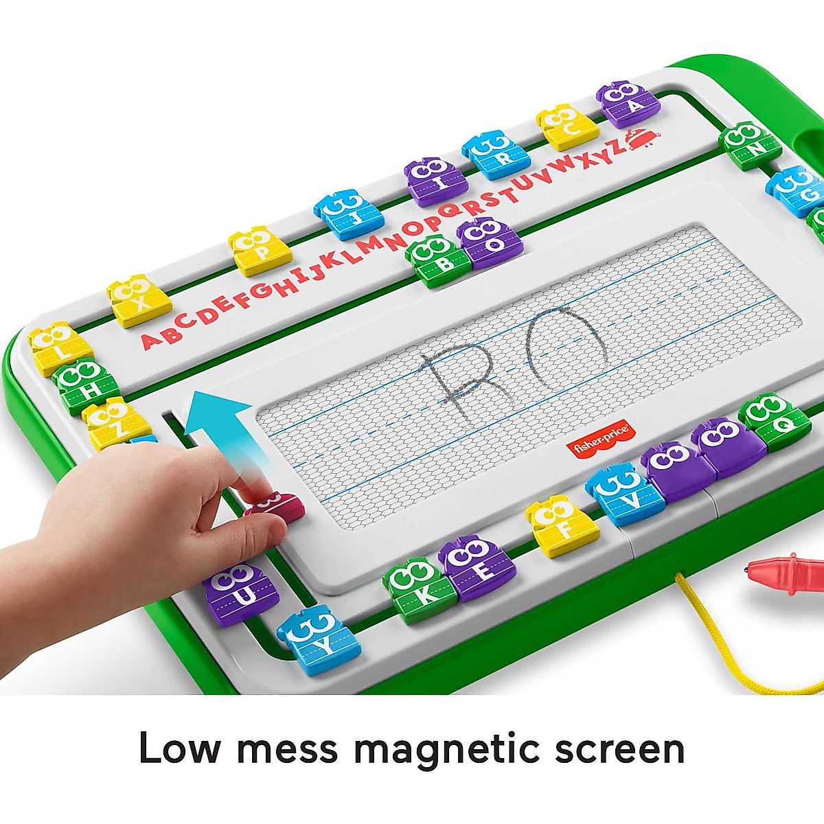 Fisher-Price StoryBots Slide Writer, mess-free magnetic drawing tablet with tethered pen and character stencil for preschool kids ages 3 years and up