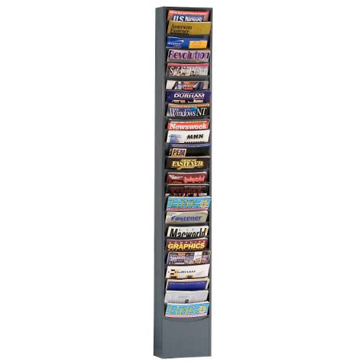 Durham 401-95 Gray Cold Rolled Steel 23 Contour Pocket Vertical Literature Rack, 9-3/4" Width x 65-1/2" Height x 4-1/8" Depth