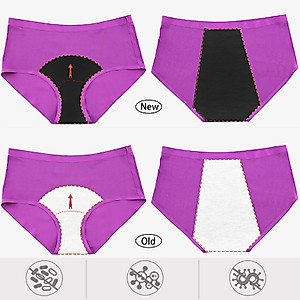 WBEAUTALLOVE Womens Mesh Period Panties High Waisted Menstrual Leak Proof Underwear Incontinence Protective Briefs(H-4-5-1,5X-Large)