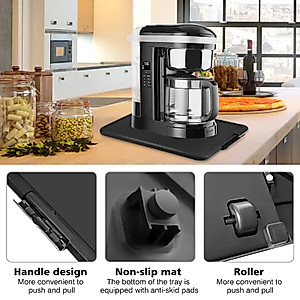 Appliance Caddy Sliding Tray with Smooth Rolling Wheels & Non-slip Pad, 16 Inch Pull Out Slider Tray for Coffee Maker, Blender, Air Fryer, Toaster, Aid Mixer, Kitchen Appliance