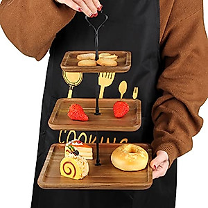 3 Tier Square Cupcake Stand Acacia Wood Serving Stand Wooden Three Tiered Cake Stand Dessert Stand for Party Wedding 3 Tier Tray Farmhouse Cup Cake Holder Display Stand