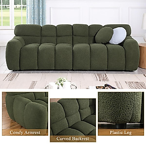 Tmsan 2 Piece Cloud Sofa Couch Set for Living Room, 65" Loveseat & 86.5" 3 Seater Sofa with 4 Accent Pillows, Comfy Boucle Upholstered Couches for Office Apartment