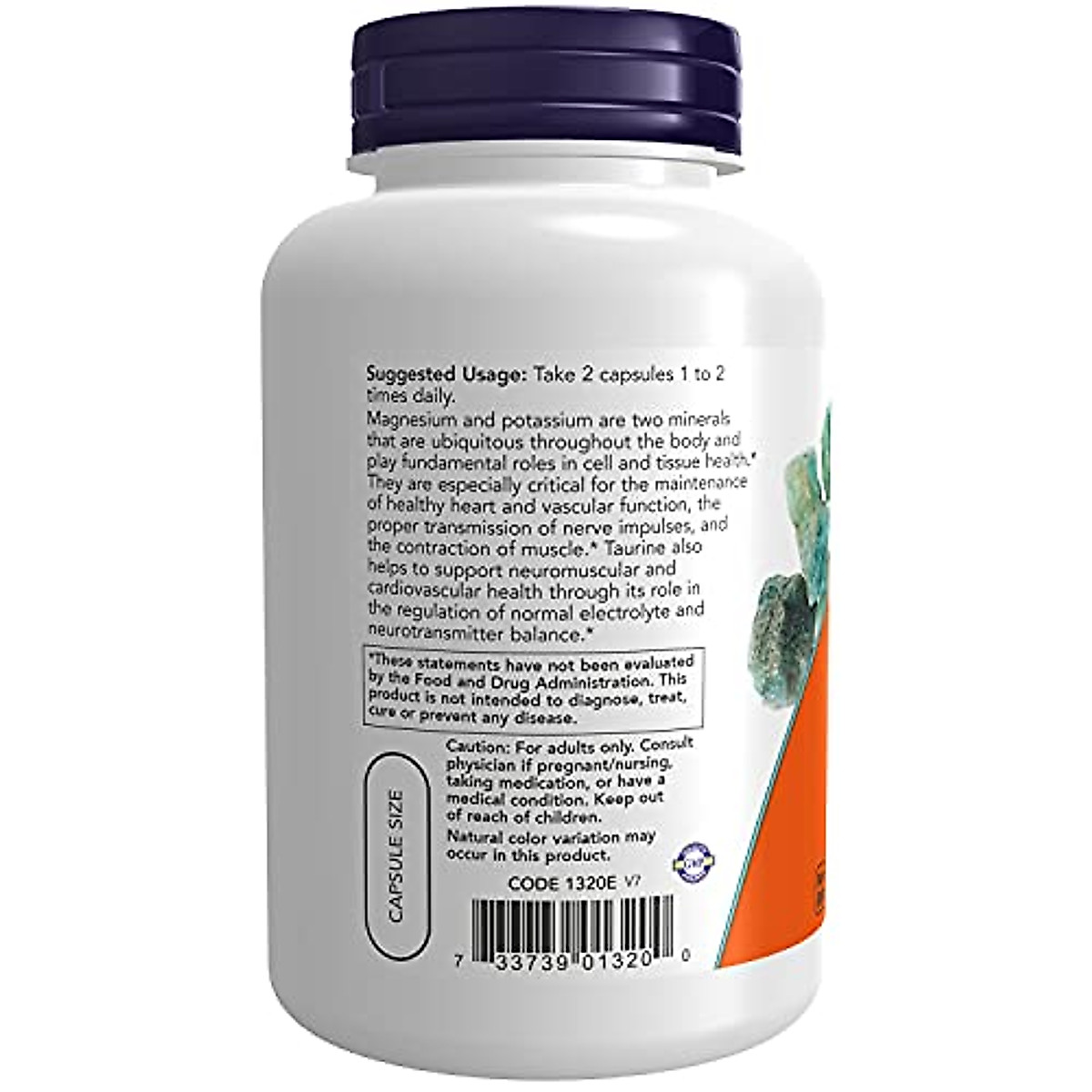 NOW Supplements, Magnesium & Potassium Aspartate with Taurine, Heart Health*, 120 Veg Capsules