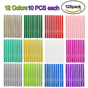Glitter Hot Glue Gun Glue Sticks 120 PCS 12 Colors Mini Glue Sticks 7mm 100mm Glitter Glue Gun Sticks