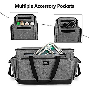 CURMIO Sewing and Embroidery Machine Carrying Case, Universal Tote Bag with Removable Cushion Pad Compatible for Brother SE600, SE630, PE535 Embroidery Machine and Accessories, Gray, Bag Only