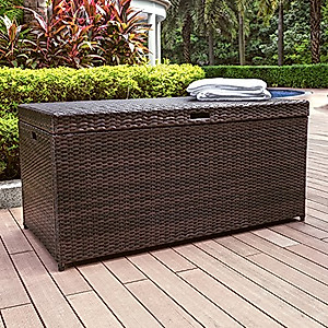 Crosley Furniture CO7300-BR Palm Harbor Outdoor Wicker Storage Bin, Brown