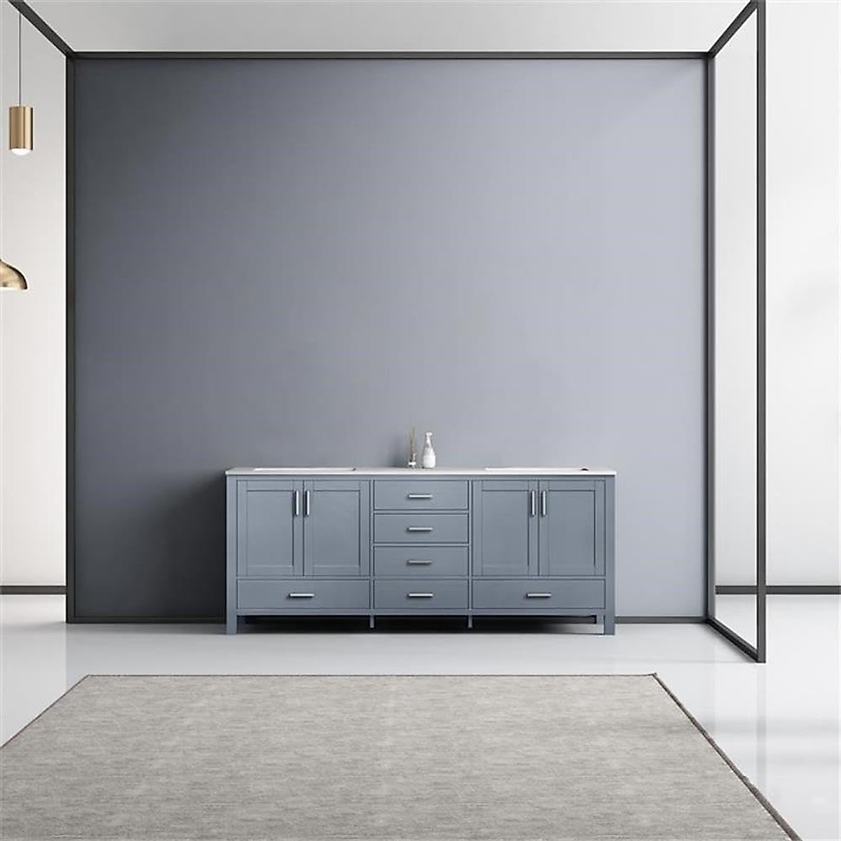 Lexora Jacques 80 in. W x 22 in. D Dark Grey Double Bath Vanity and Carrara Marble Top