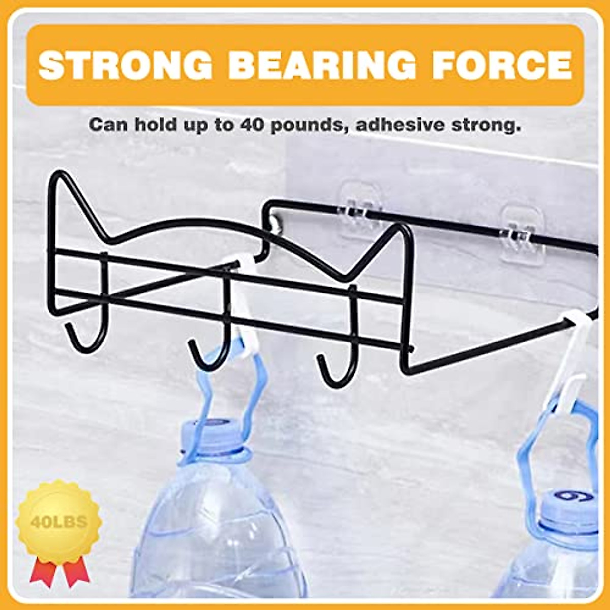 SHANZHUU 4 PACK Shower Caddy Adhesive Sticker Hooks, Corner Shower Caddy Adhesive Replacement, Super Strong Shower Adhesive Hooks for Bathroom Shelf Basket Soap Dish and Kitchen Accessories