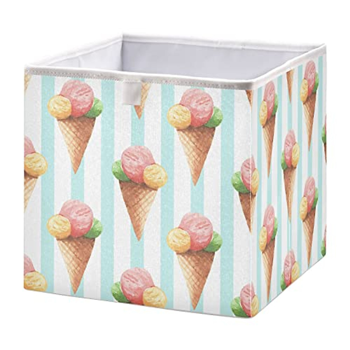 Icecreams Storage Basket Storage Bin Rectangular Collapsible Nursery Baskets Toy Storage Box Organizer for Living Room Bedroom