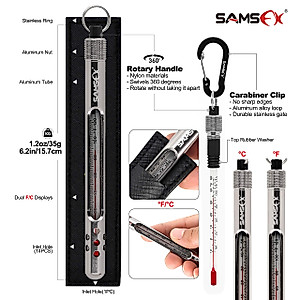 SAMSFX Fly Fishing Water Thermometer Stream 20-120 Fahrenheit/Celsius Easy to Rotate Lake Thermometer Temperature Measurement Anglers Vest Pack Tool Accessories(Gun Gray)