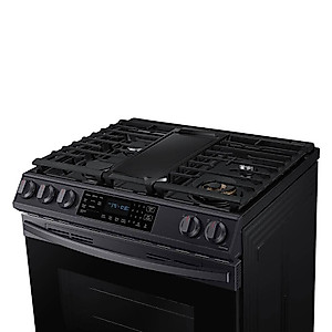 SAMSUNG 6.0 Cu Ft Smart Front Control Slide-In Gas Range Kitchen Stove w/ Air Fry, Convention+, Wi-Fi, Large Oven Capacity, NE60T8511SG/AA, Fingerprint Resistant Stainless Steel, Black