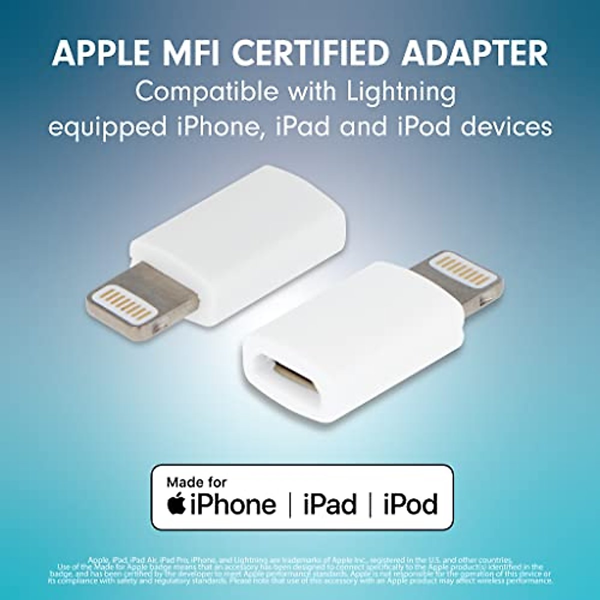 VisionTek Micro USB to Lightning Adapter – 2 Pack – MFi Certified Adapter for iPhone, Ipad, iPod and AirPods. Compatible with iPhone 12/12 Pro/12 Pro Max/XS/XS Max and Airpods/AirPods Pro