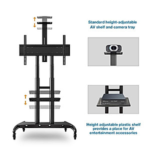 NB North Bayou Mobile TV Cart TV Stand with Wheels for 55" - 80" Inch LCD LED OLED Plasma Flat Panel Screens up to 200lbs AVA1800-70-1P (Black)