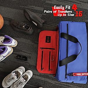Sneaker Bag for Travel/Sneakerhead gift/Outdoor Sports Bag/Gym Bag /, A Multi-functional Travel Duffel Bag with 3 Adjustable Dividers, & Shoulder Strap,Made of Nylon, by Krone Kalpasmos-Blue