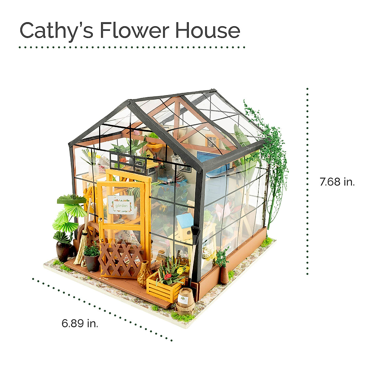 Hands Craft DIY Miniature Dollhouse Kit - Cathy's Flower House 3D Model Tiny House Building with LED Lights Wood Prefabricated Pieces Puzzle 1:24 Scale Crafts for Adults and Teens DG104
