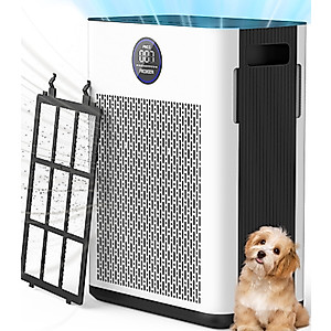 Air Purifiers,FRESHDEW Air Purifiers for Home Up to 2300ft² With Double-sided Air Inlet, Air Quality and Sensors,H14 True HEPA Air Washable Filters,Odor,Smoke,Dust,Pollen,Pet Dander with Timer 22dB