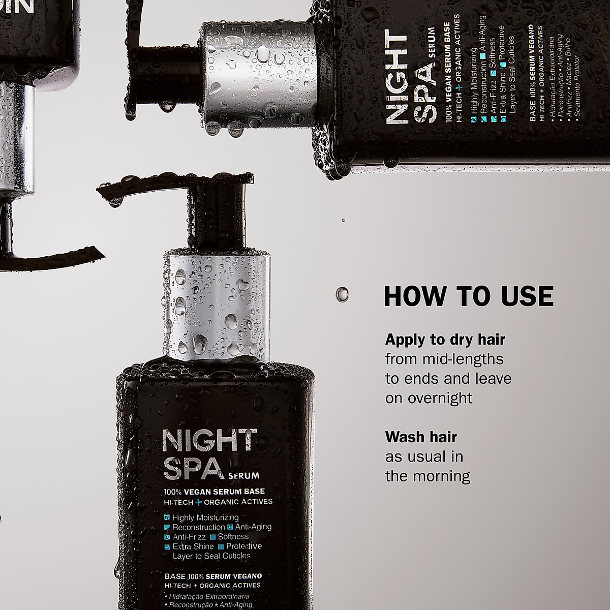 TRUSS Night Spa Serum - Anti Aging Damaged Hair Treatment with 100% Vegan Wax Base - Anti Frizz Hair Serum for Extra Shine, Moisture and Elasticity - (250 ml)