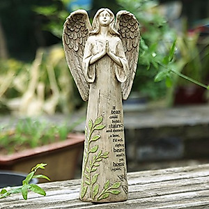 Ivy Home Resin Garden Statue Standing Praying Angel Garden Statuary for Outdoor Decor