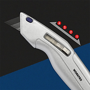 WORKPRO Utility Knife Blades, SK5 Steel, 100-pack with Dispenser and Retractable Utility Knife and Self-retracting Safety Box Cutter 2-in-1 with 2 Extra Blades Included