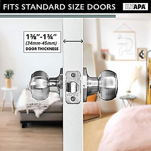 Ilyapa Privacy Door Knobs for Bed and Bath - Colonial Style, Satin Nickel Interior Keyless Turn Thumb Locking Round Door Handle, Satin Nickel, 10 Pack
