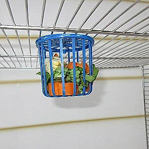 POPETPOP Parrots Feeder Basket-4pcs Plastic Bird Food Fruit Feeding Perch Stand Holder Fruit Vegetable Holders Hanging Basket Container Foraging Toys Birdcage Accessories for Pet Bird Supplies