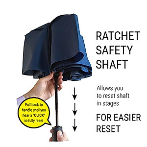 Prostorm Windproof Deep Dome Double Vented Travel Umbrella with Automatic Open & Close Pro Storm (Blue)