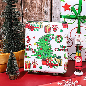 Whaline 12 Sheet Christmas Wrapping Paper Funny Cartoon Character Gift Wrap Paper Xmas Red Green Folded Flat Decorative DIY Craft Art Paper for Party Decor Supplies, 19.7 x 27.6 inch