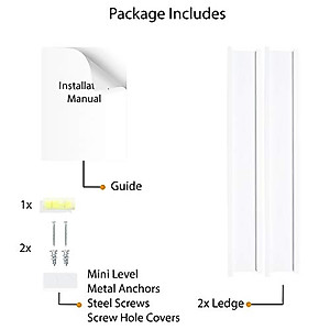 Wallniture Denver Floating Shelves for Kids Room Decor, 30" White Kids Bookshelf Picture Frames Ledge Shelves, Toddler Toys Storage, Set of 2