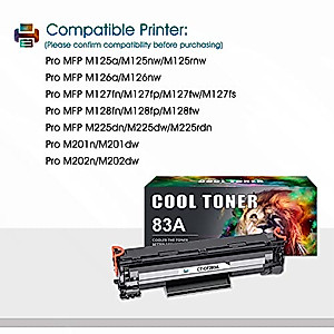 Cool Toner Compatible 83A Toner Cartridge Replacement for HP 83A CF283A 83X CF283X for HP LaserJet Pro MFP M127fw M125nw M201dw M225dw M125a M127fn Printer Black - 4 Pack