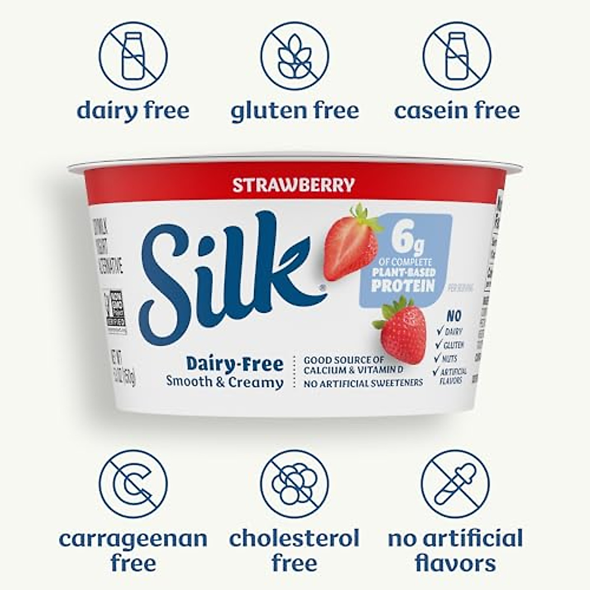 Silk Soy Milk Dairy-Free Yogurt Alternative, Strawberry, Gluten-Free, Vegan, Non-GMO Project Verified, 5.3 oz.