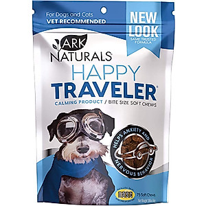 Ark Naturals Happy Traveler Soft Chews, Natural Calming Treats for Dogs and Cats, Reduces Anxious and Nervous Behavior, 75 Count