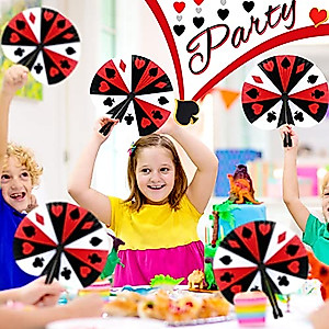 48 Pcs Casino Theme Round Paper Fans Casino Decorations Folding Handheld Fans Game Night Decorative Fans Poker Game Party Foldable Fan for Casino Night Birthday Party Decorations Supplies