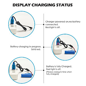 URGENEX SM2P 3.7V Charger Cable 1S USB Battery Charger with SM-2P Connector for 3.7V RC Boats Cars Trucks Li-Po and Li-ion Battery 2 Pack