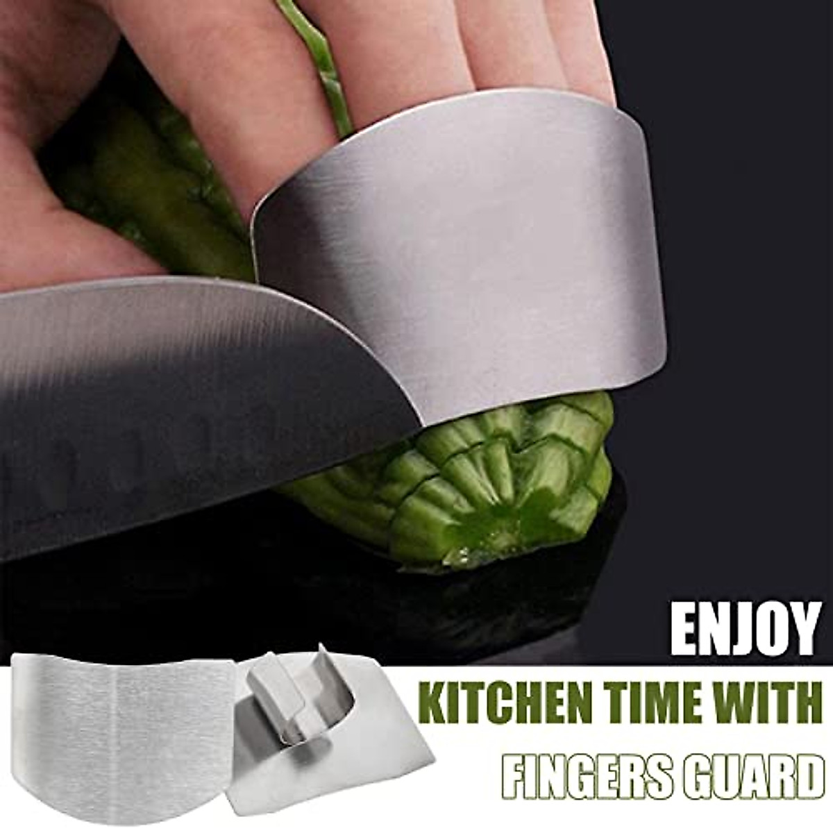 Suiwotin 4pcs Stainless Steel Finger Protector for Cutting, Metal Finger Guard for Chopping Vegetables, Kitchen Finger Guard for Dicing and Slicing (Single Finger)
