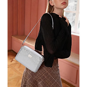 GAYI URBAN Glitter Crossbody Bags for Women, Sparkle Shoulder Handbags with Chain, Ladies Clutch Purses with Zipper Closure (Silver)