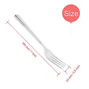 TJOUL Heavy Weight Dinner Fork Set, 18-0 Stainless Steel 12-Piece, 7 Inches Table Forks