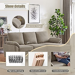 Pingliang Home 79" Convertible Sectional Sofa, Small L Shaped Couch with Reversible Chaise, Modern Linen Fabric 3-Seat Sofa Couches for Living Room, Apartment and Small Space (Beige)