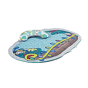 Infantino 3-in-1 Deluxe Magic Arch Sensory Development Gym - 3 Ways to Play with Dual-Sided Magical Arch for Captivating Overhead Visuals Plus Tummy-Time Bolster & Mat with Growth Chart, Teal