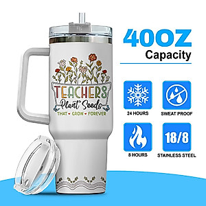99OWL Tumblers Funny Flower Pack Stainless Appreciation Music Steel Life Water Teachers, Teacher Gifts, Tumbler 40 Oz With Handle Lid And Straw, Teacher Plant Seeds Nutrition Facts