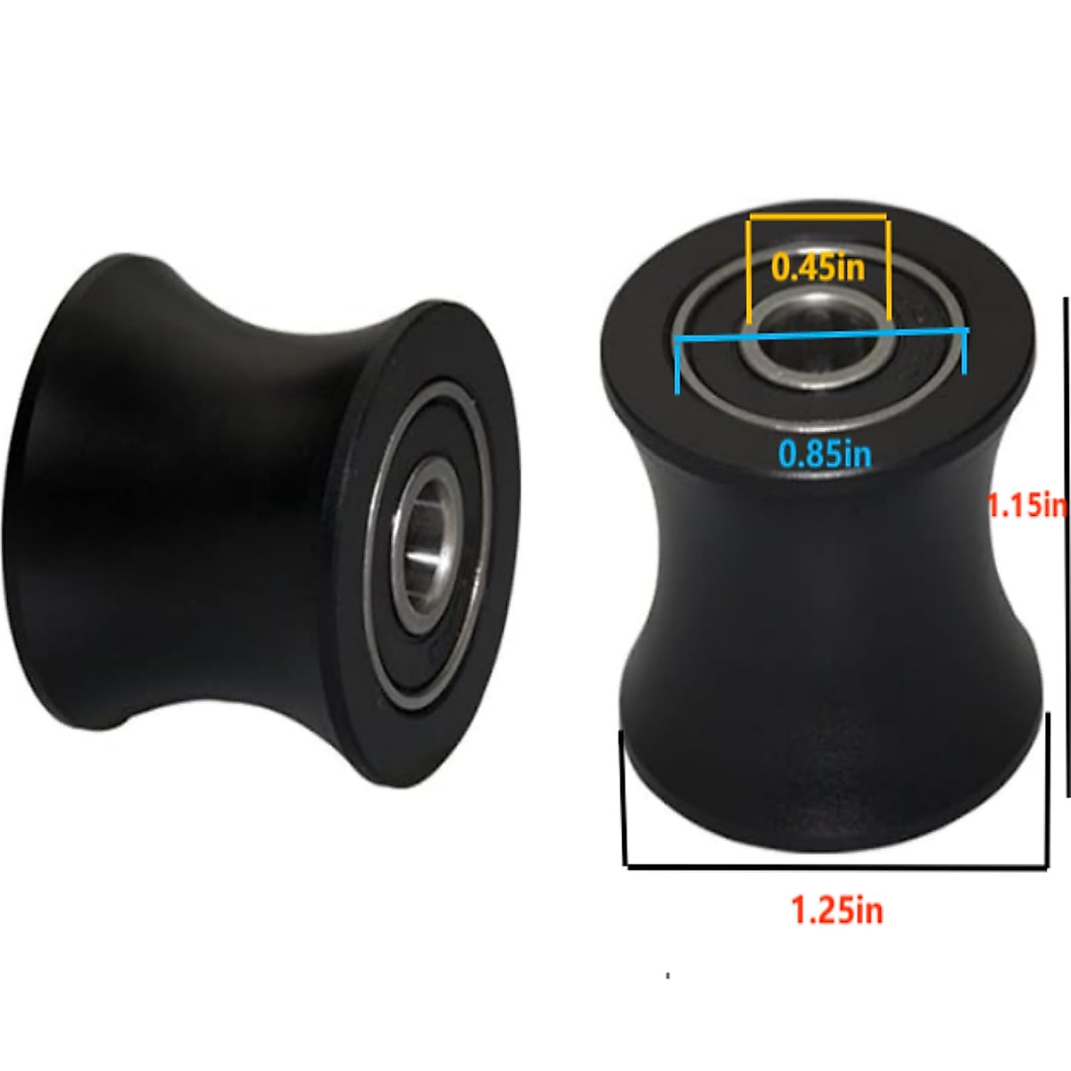 FRECCU Total Gym Replacement Set of 4 Wheels/Rollers for Models DLX, DLX II, DLX III, Adv DLX, Pilates, Pilates Pro 2500, 3000, 4000，570, 2000 （Black）