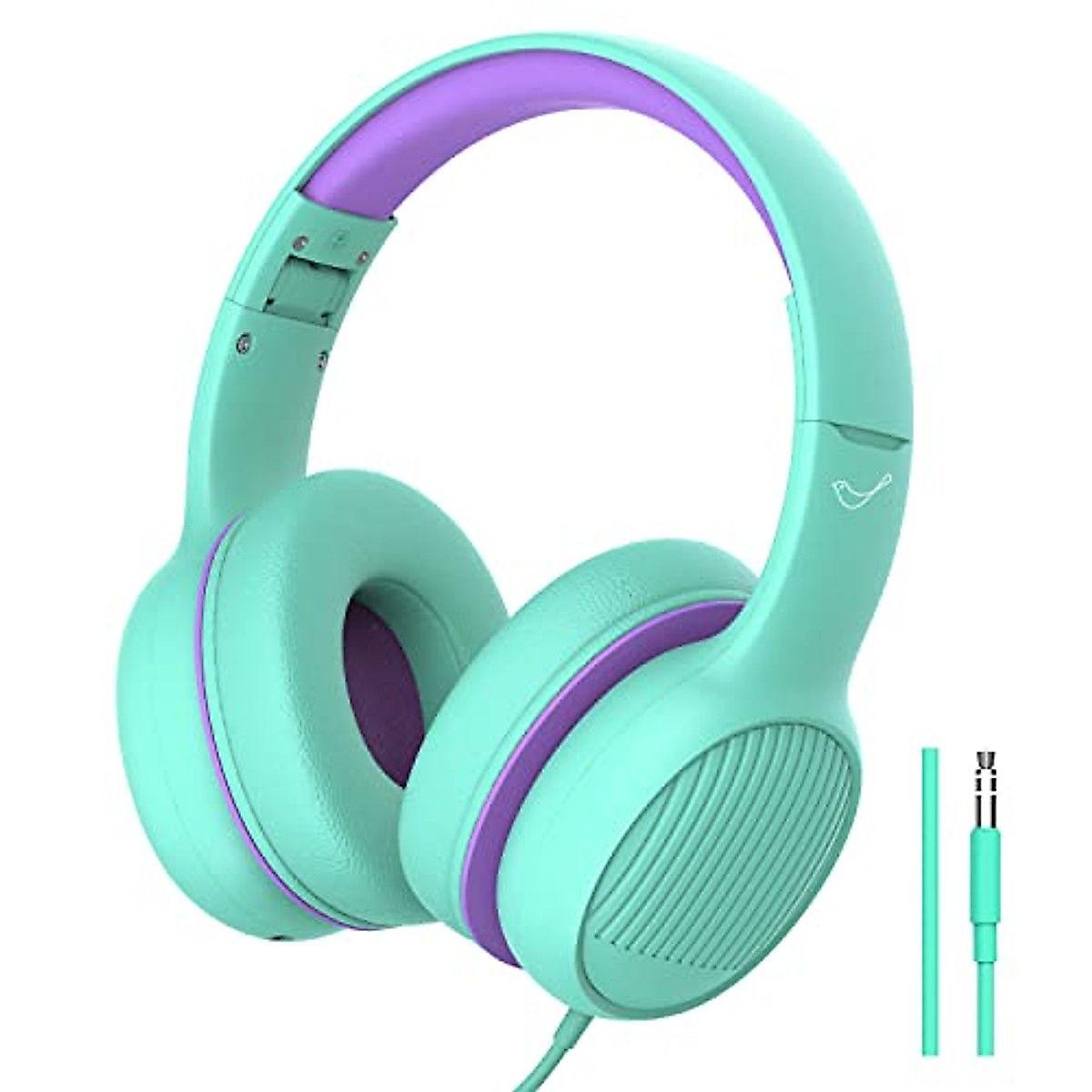 Kids Headphones, 85dB Volume Limiting - Toddler Headphones for Detachable Cat Ear, Wired Headphones with Sharing Splitter, Foldable Stereo Over-Ear Headphones for School/Travel/iPad/Kindle (green)