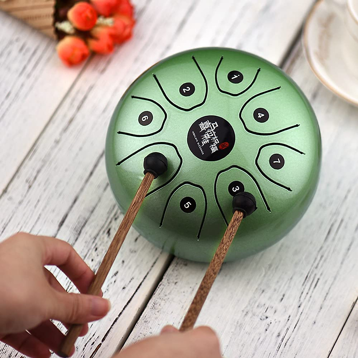 Btuty Steel Tongue Drum 5.5 Inch 8 Notes Kids and Adult Percussion Instrument with Mallets Music Book and Carry Bag for Meditation and Relaxation