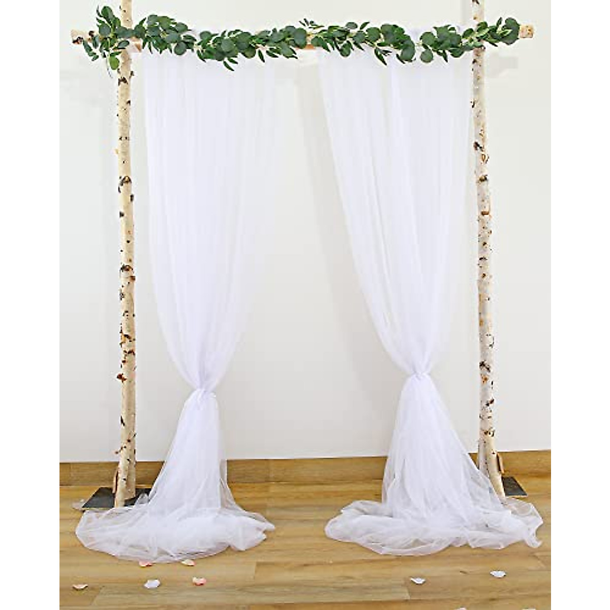 White Tulle Backdrop Curtain Sheer Backdrop Curtains for Parties Wedding White Backdrop Curtain for Birthday Baby Shower Photos Background Drape 10ft x 8ft, 2 Panels 5ft x 8ft