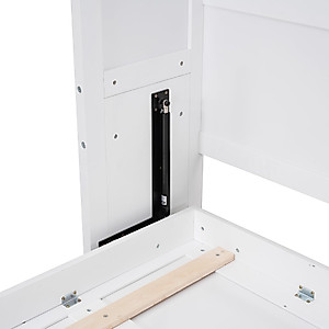 RUNNA Multifunctional Queen Size Murphy Bed Wall Bed,Solid Wood Wall Bed can be Folded into a Cabinet,Saves Bedroom Space, Ideal for Guest Rooms and Offices (White#Plywood+)