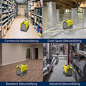 ALORAIR 180PPD Commercial Dehumidifier for Crawl Space & Basement, Wi-Fi APP Controls with Pump, Capacity up to 85 PPD at AHAM Condition, for Large Space, Job Sites, Yellow
