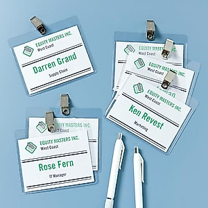 Avery Customizable Name Badges with Clips, 3" x 4", Clear Name Tag Holders with White Printable Inserts, 40 Clip Style Name Badges (5384)