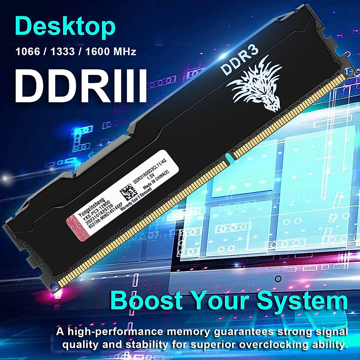 Yongxinsheng DDR3 8GB Kit (4GBx2) Desktop RAM 1600MHz PC3-12800 UDIMM Non-ECC Unbuffered 1.5V 2Rx8 Dual Rank 240 Pin CL11 PC Computer Memory Upgrade Module (Black)