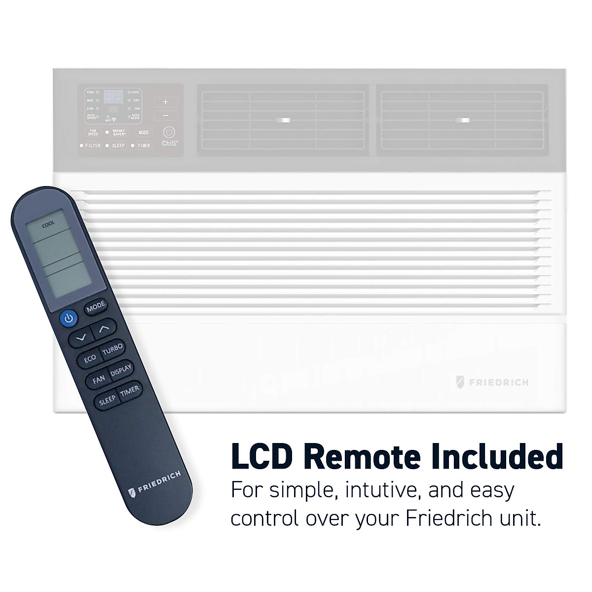 Friedrich CEW18B33A Chill Premier Smart Air Conditioner Window Unit, WiFi Mobile Control, White, Heating & Cooling Capacity (18000 BTU)